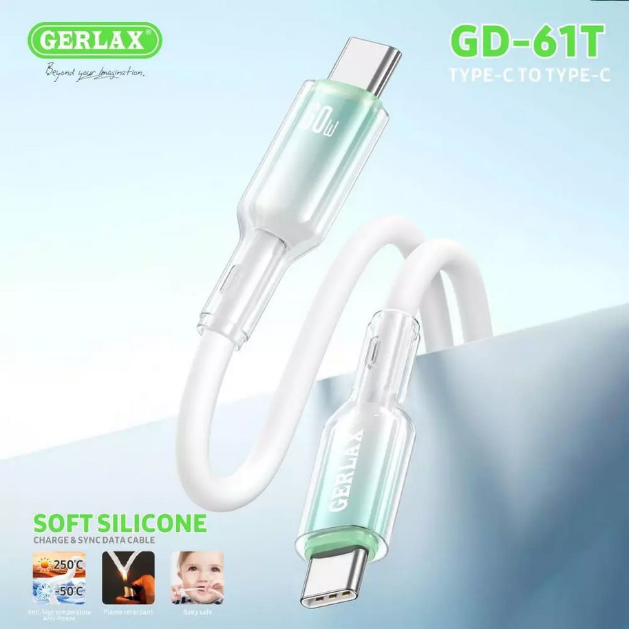 Jual GERLAX Kabel Data 60W USB-C to Type-C GD-61T Fast Charging Turbo ...