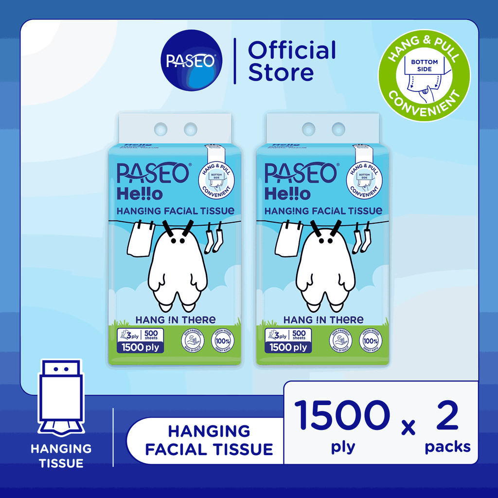Jual Paseo Hello Jumbo Size Hanging Facial Tissue 1500 ply | Tisu ...