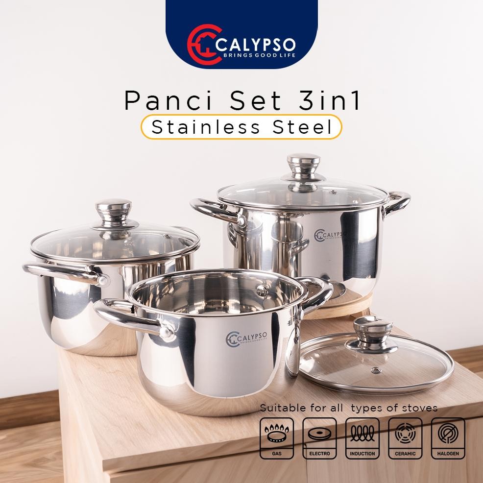 Jual Calypso Panci Kuah Panci Set 3in1 Multifungsi Stainless Steel ...