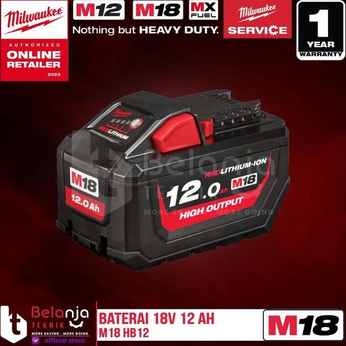 Jual WONDERWEISS- Milwaukee High Battery M18 HB12 Baterai 18V 12 Ah ...