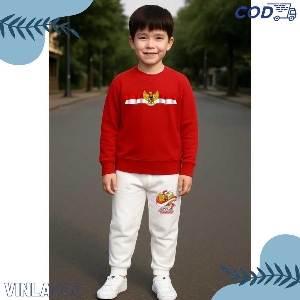 Jual Wajib Punya! Setelan Anak Cowok Sweater Dan Jogger Hut Ri 80 Stelan 17 Agustus Seragam ...