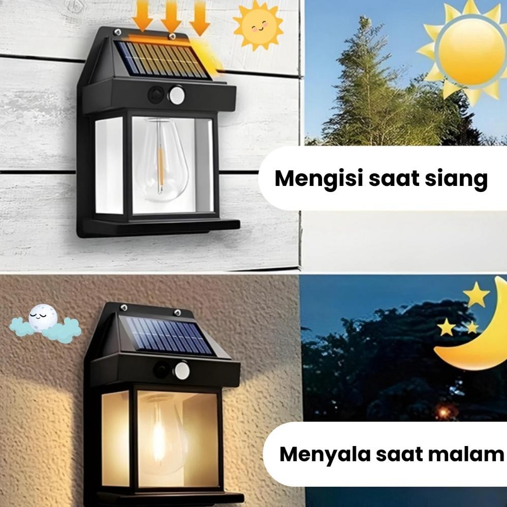 Jual Best - Lampu taman dinding solar cell +double tape mudah pasang ...