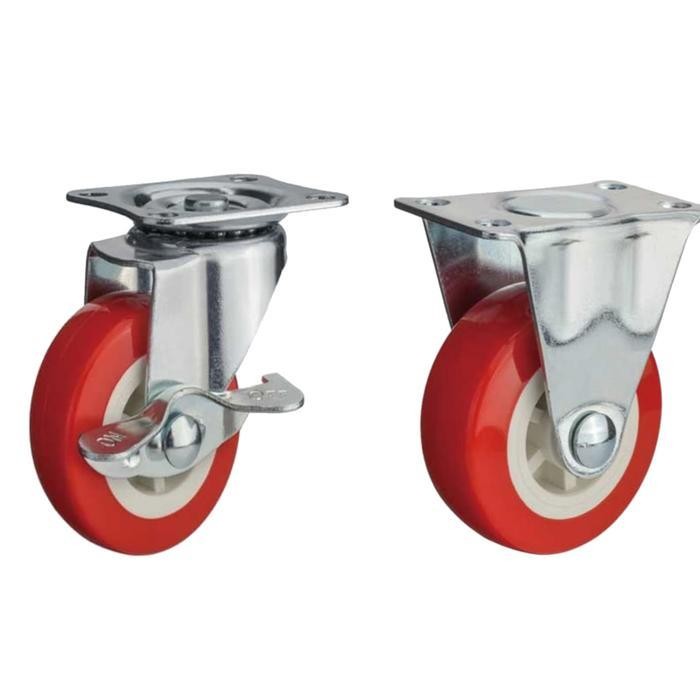 Jual Roda PU Merah Non Bearing 2 inch Plat (2 Rem 2 Mati) | Shopee ...