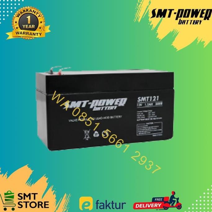 Jual BATERAI / AKI KERING / SMT POWER / SMT121 VRLA 12V 1,2AH | Shopee ...