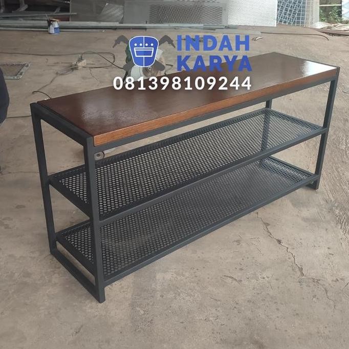 Jual Shoe bench shoe storage rak sepatu besi kombinasi kayu solid ...