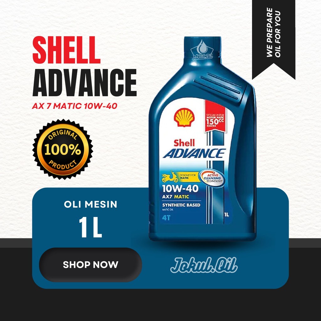 Jual Oli Mesin Aerox & Pcx Shell AX7 Matic 10W-40 Synthetic Based (1L ...
