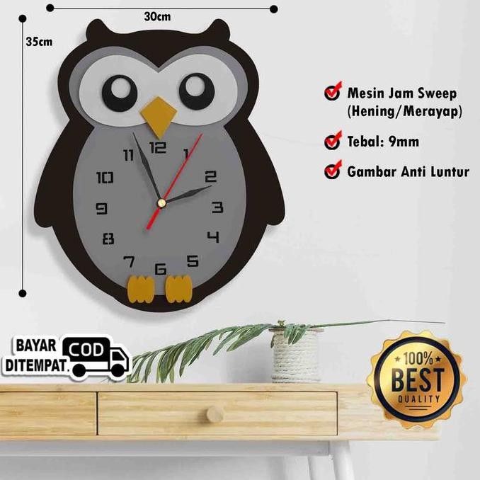 Jual DB55>> Jam Dinding Karakter Unik Motif Burung Hantu Hiasan Kamar ...