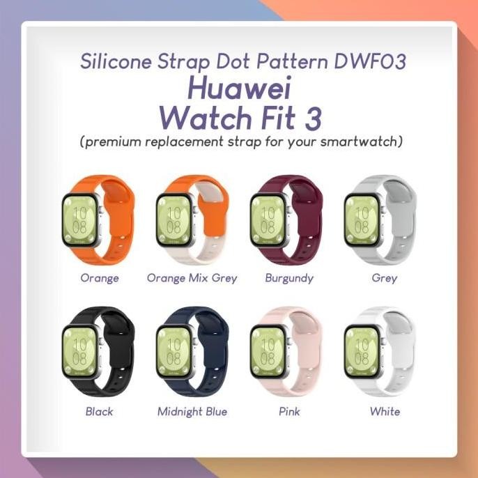 Jual DWF03 Strap for Huawei Watch Fit 3 Tali Jam Silikon Dot Pattern ...