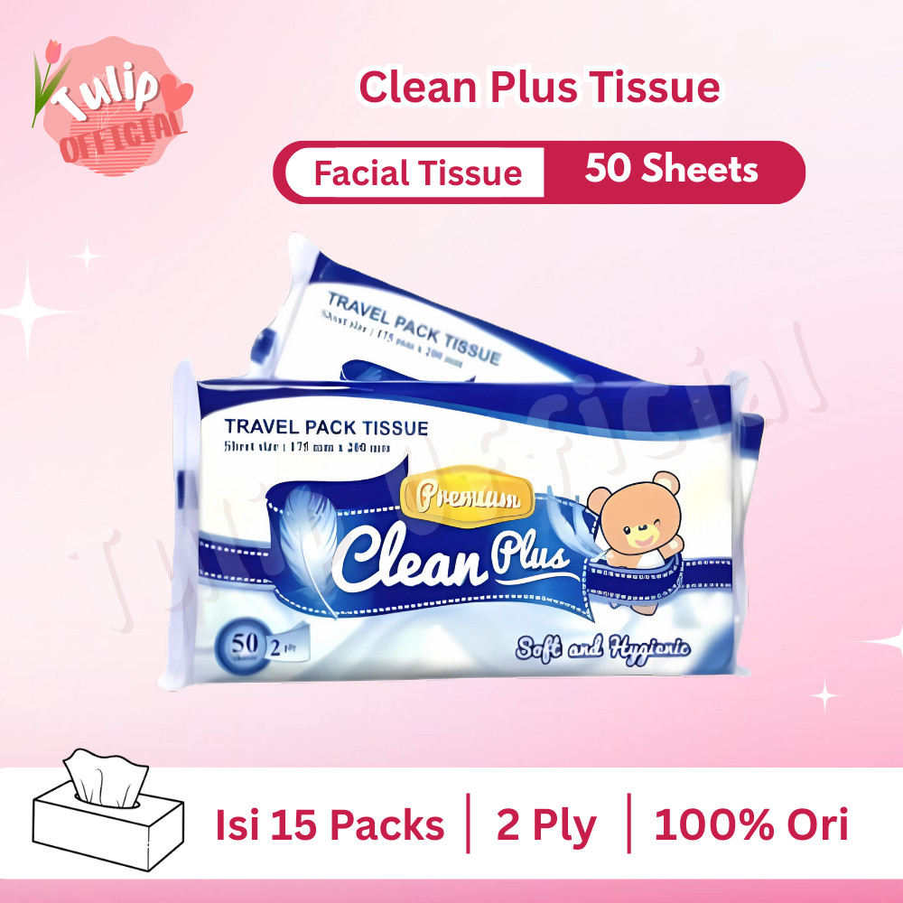 Jual PAKET HEMAT 15 Packs Tissue CLEAN PLUS Facial Tissue Travel Pack ...