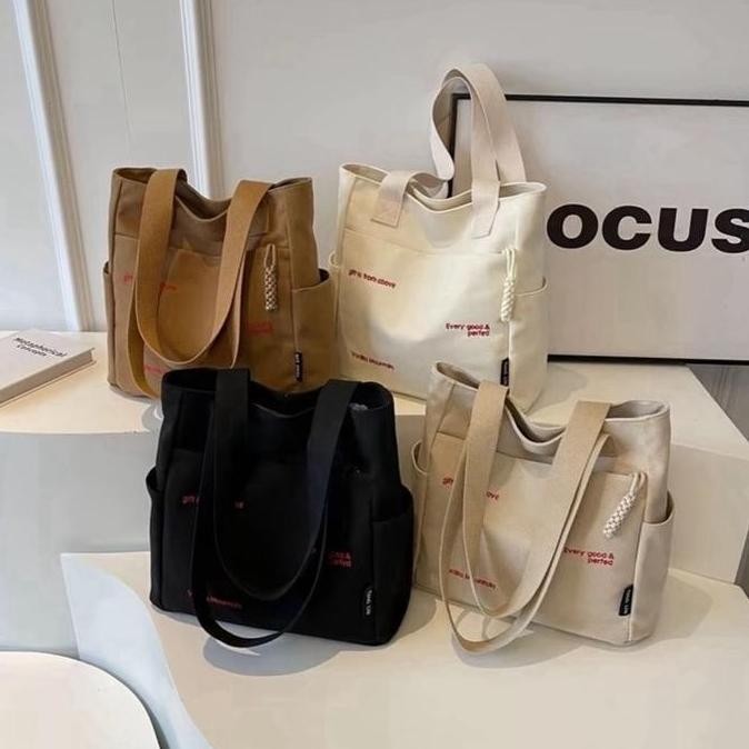 Jual DS100 }} Nicol Totebag Wanita Pakai Resleting Bahan D300 (Dinir ...