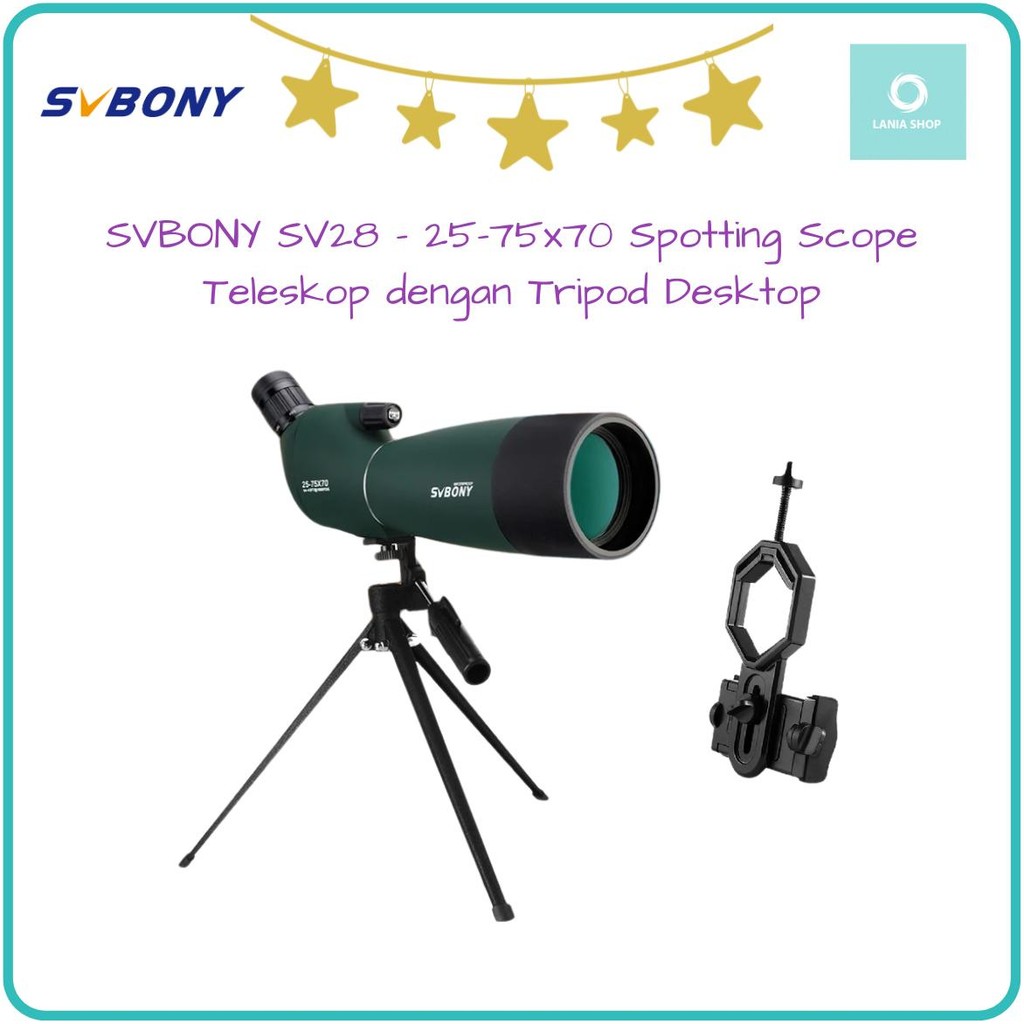Jual SVBONY SV28 - 25-75x70 Spotting Scope - Teleskop dengan Tripod ...