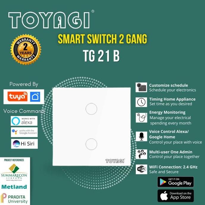 Jual Promo TOYAGI SMART SWITCH 2 GANG/SAKLAR WIFI TG 21 B WITH TUYA APP ...