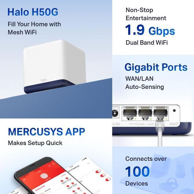 Jual Mercusys Halo H0G AC900 Dual Band Gigabit Whole Mesh Router H 0G ...