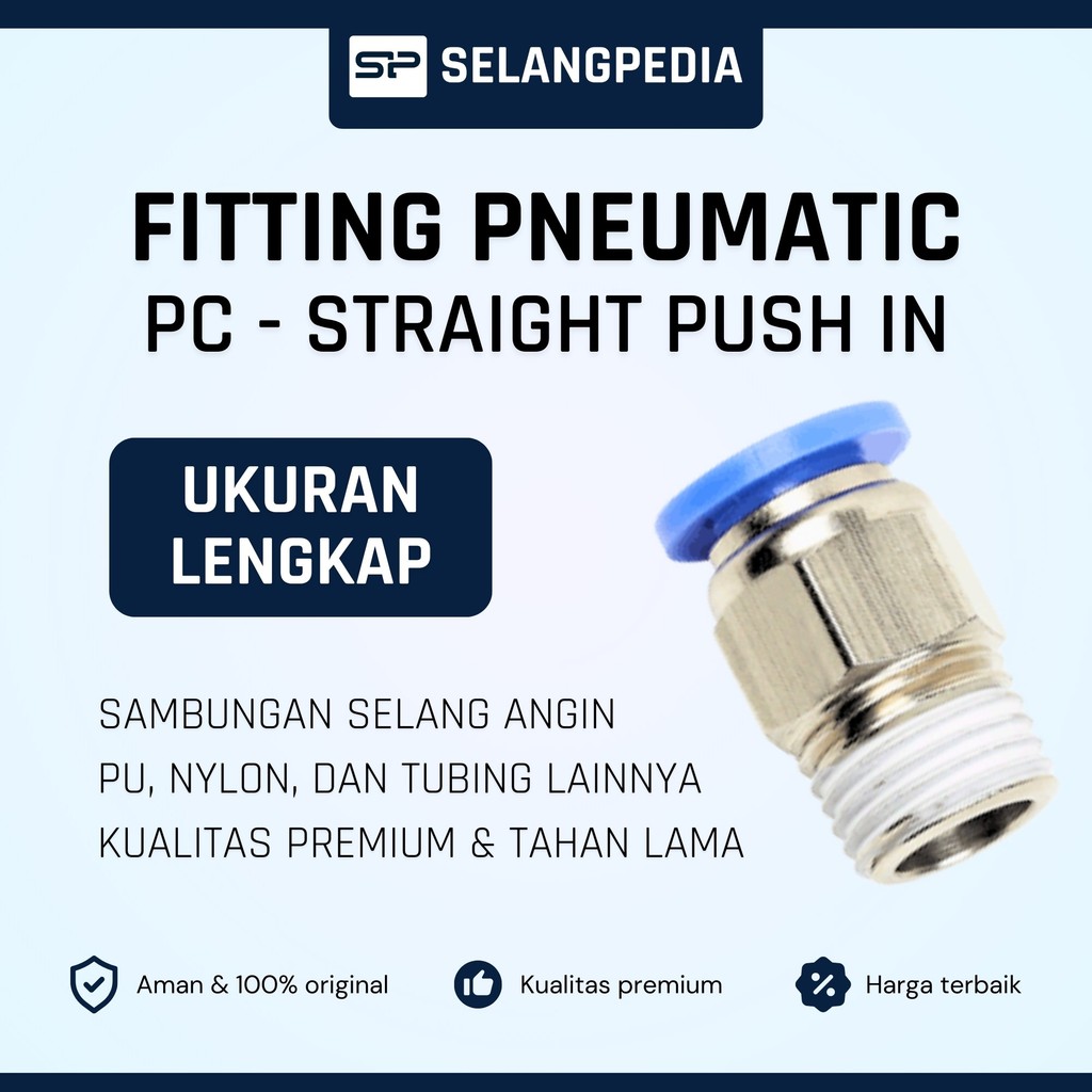 Jual Fitting Pneumatic PC Lurus UKURAN LENGKAP MPC Straight Push In ...
