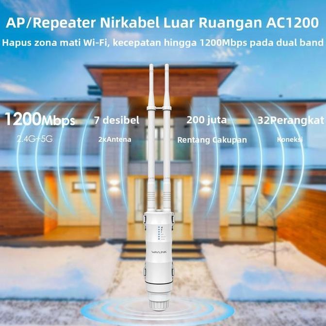 Jual WAVLINK AC1200 DUAL BAND OUTDOOR ACCESS POINT, EXTENDER WI-FI ...