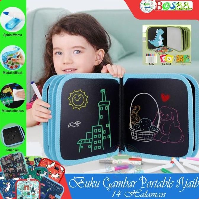 Jual Buku Gambar Portable Ajaib Reusable Bisa Dihapus 14 Hal Free ...
