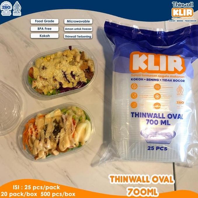 Jual Thinwall Oval KLIR 450ml / Tempat Makan Plastik Thinwal Spaghetti ...