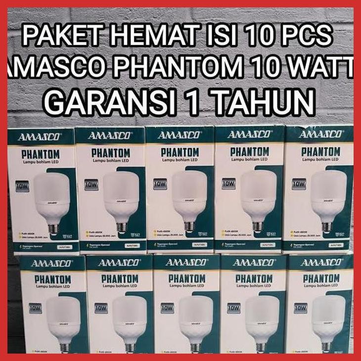 Jual COD ( PAKET ISI 10 PCS ) AMASCO PHANTOM T BULB LAMPU LED 10W ...