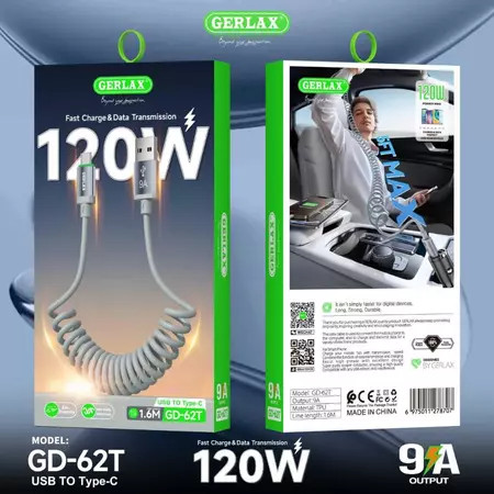 Jual GERLAX Kabel Data Type C 120W GD-62T Fast Charging 1.6M Kabel ...