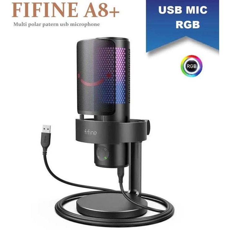Jual Mic Fifine A8 Plus Multi Polar Pattern Condeser Usb Microphone ...