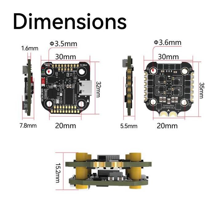 Jual Speedybee F405 Mini Bls 35A 3-6S 20X20Mm Stack Flight Controller Fc Esc For Fpv Drones Dji ...