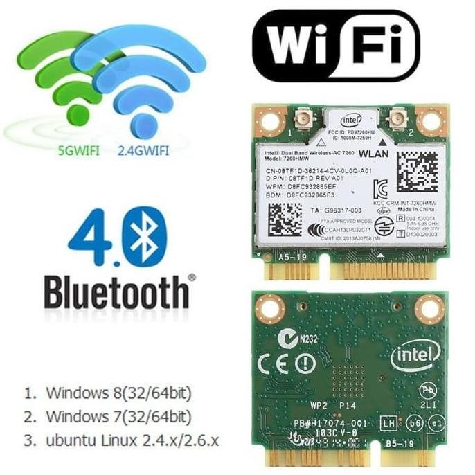 Jual DR302>> Wifi 5 Card Intel Dual Band Wireless AC 7260 laptop NUC ...