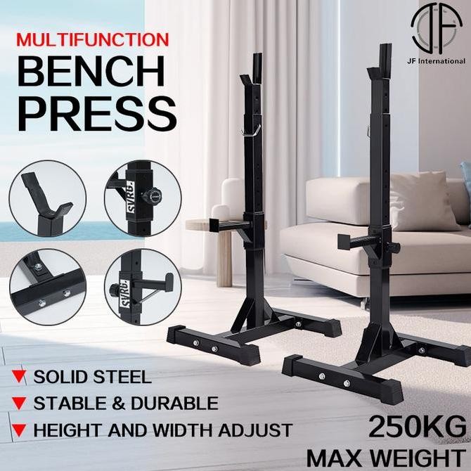 Jual Squat Stand Barbel Rack Adjustable Alat Fitness Gym Barbell Rak ...
