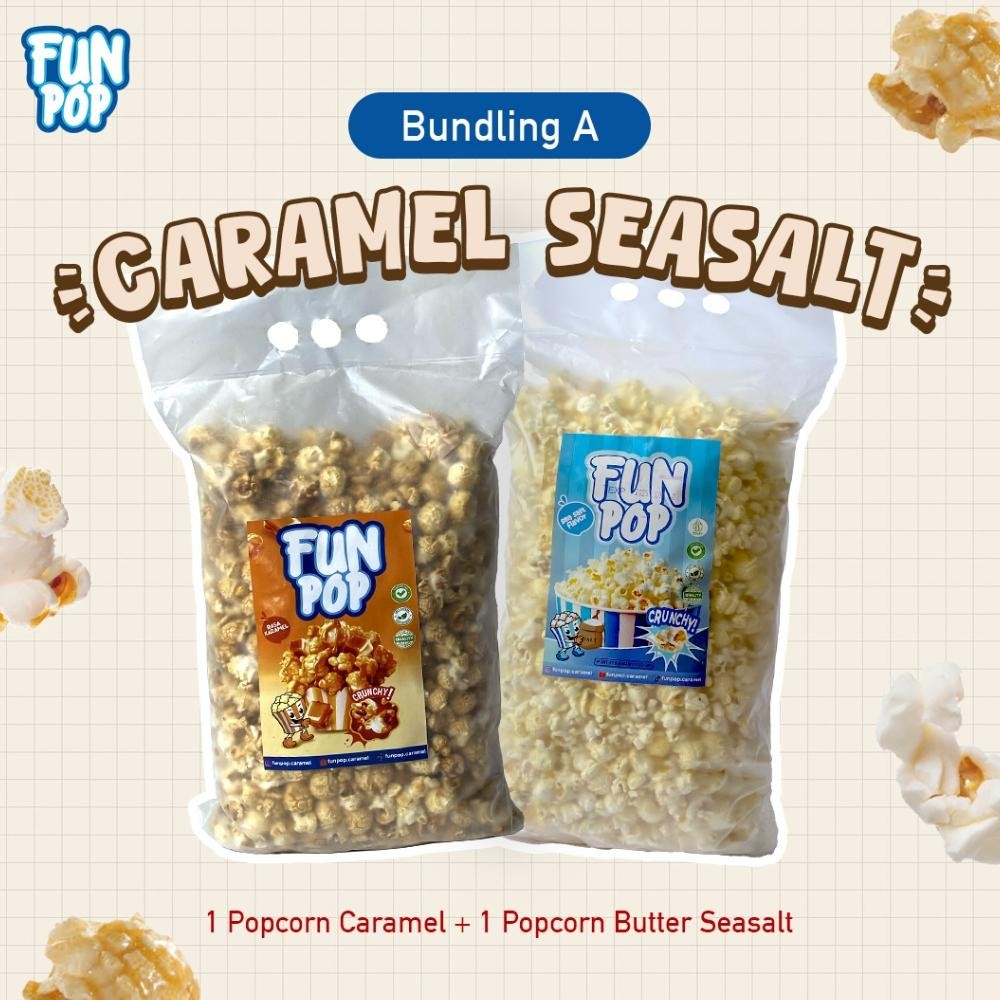 Jual Funpop Popcorn Combo Caramel Butter Sea Salt | Shopee Indonesia