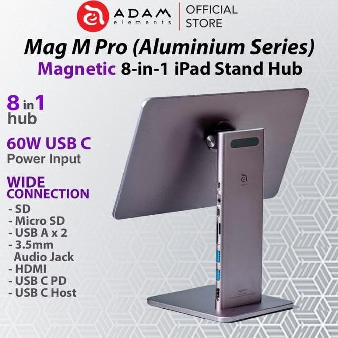 Jual TERMURAH - ADAM ELEMENTS Mag M Pro Magnetic 8-in-1 iPad Stand Hub ...