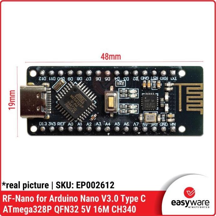 Jual RF-NANO TYEP-C ARDUINO NANO V3 NANO BOARD ATMEGA328P QFN32 5V 16M CH340, INTEGRATE NRF24L01 ...
