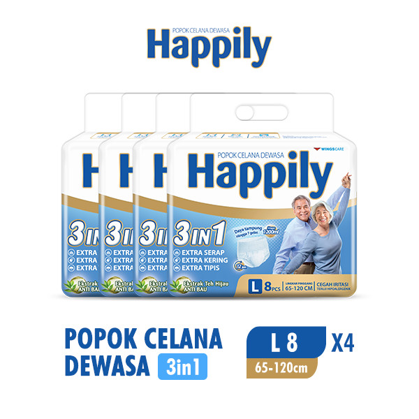 Jual Happily Pants Popok Dewasa Celana L8 x4 | Shopee Indonesia