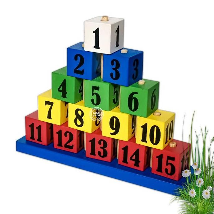 Jual DI59 - Mainan Kayu Edukasi Balok Susun Piramid Piramida Warna ...