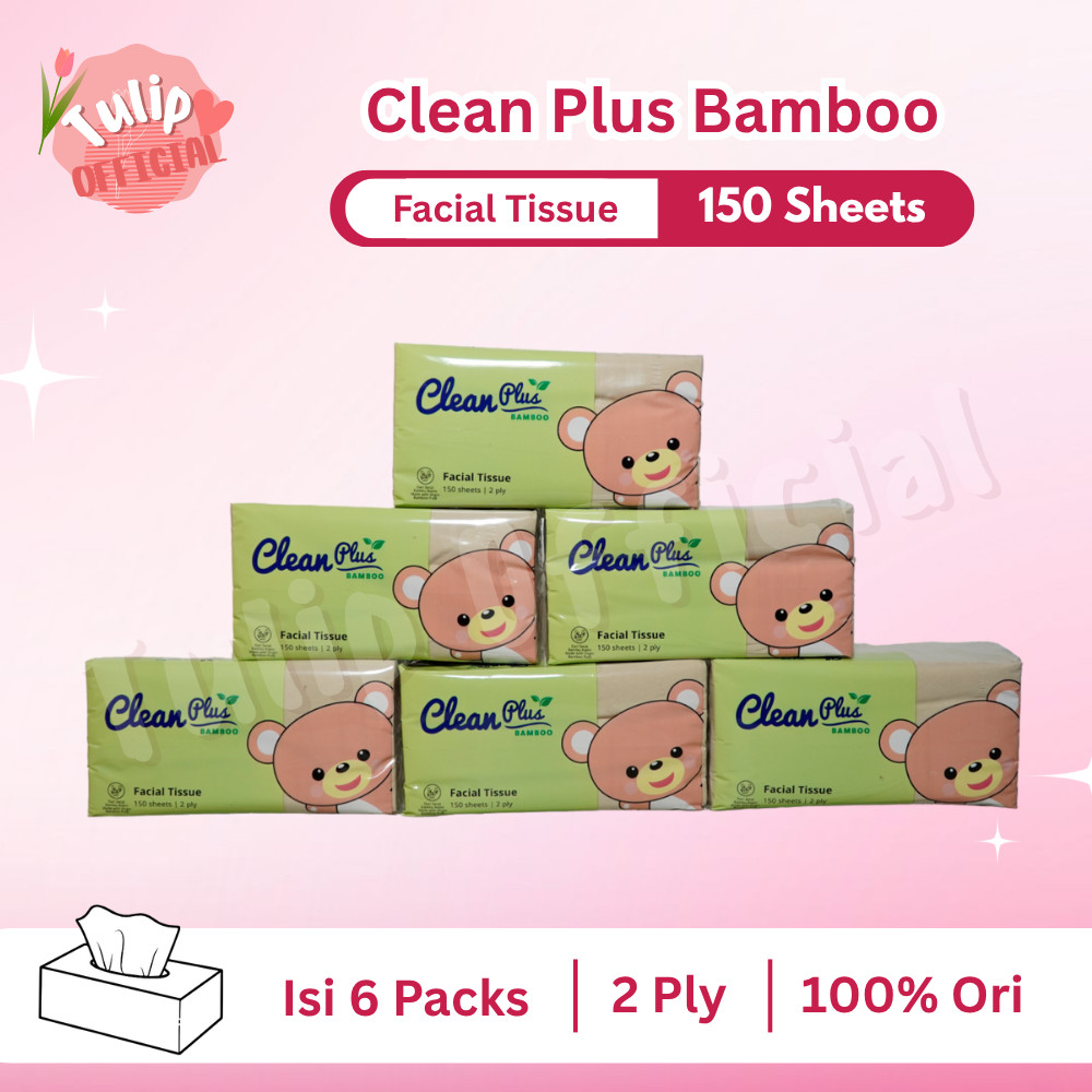 Jual PAKET HEMAT 6 Packs Tissue CLEAN PLUS Bamboo Facial Tissue 150 ...