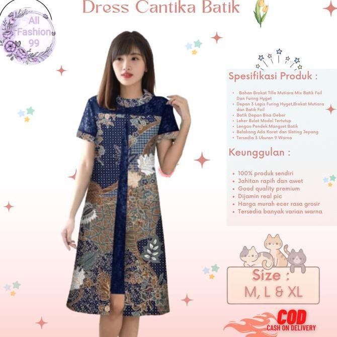 Jual Alf-Dress Cantika Girl Midi Model Terbaru Matt Batik Kombinasi ...