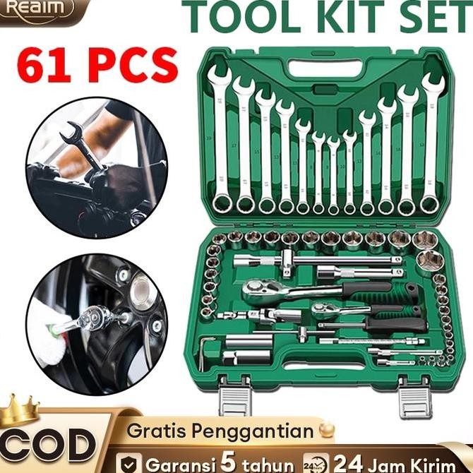 Jual [Garansi 1 Tahun] ISKU Kunci Shock Set 61Pcs, Alat Kunci Pas Lengkap, Potong Wrench & Ring ...