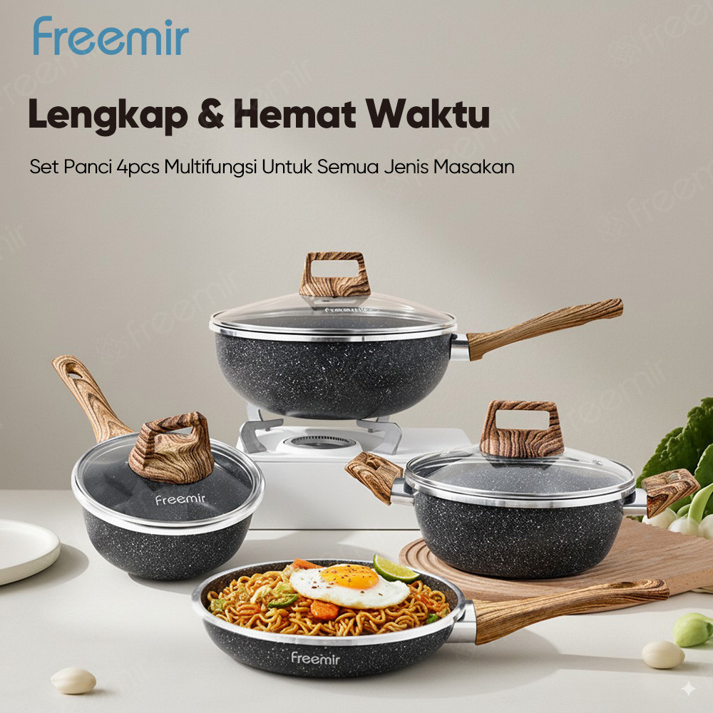 Jual freemir Set 7 Pcs Wajan Panci Ukuran Lengkap dengan Tutup Anti ...