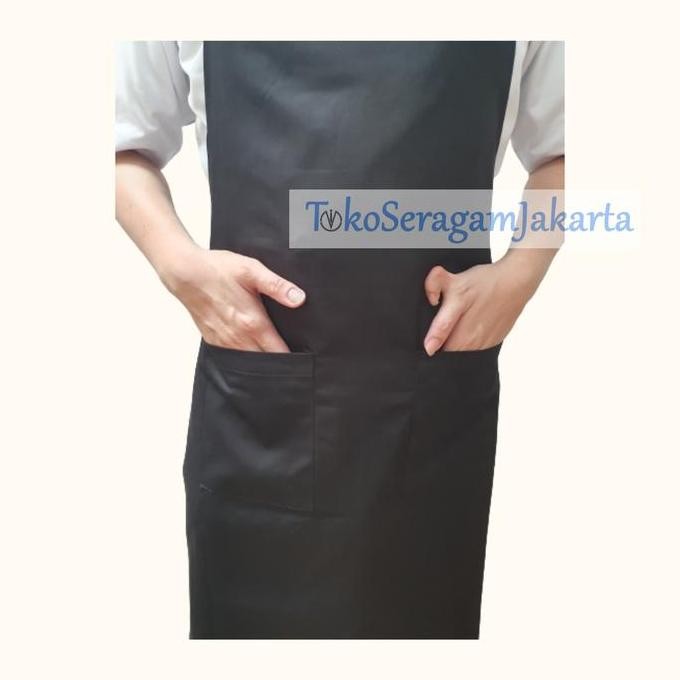 Jual Apron Celemek Barista Pria Wanita Apron Hitam Dengan Kantong Dan ...