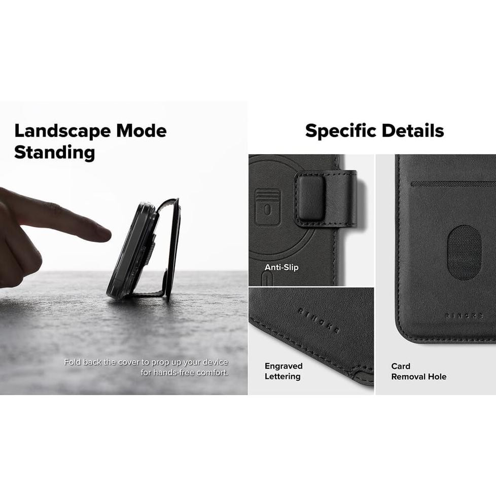 Jual Ringke for iPhone 17 Pro Folio Grip Wallet Magnetic Black Hitam ...