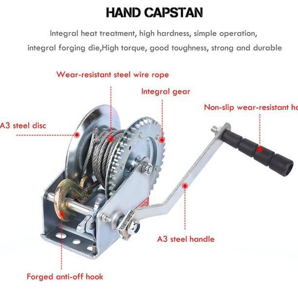 Jual Hand Winch Katrol Manual 800lbs 2 Arah Tarik Ulur Katrol Buat ...