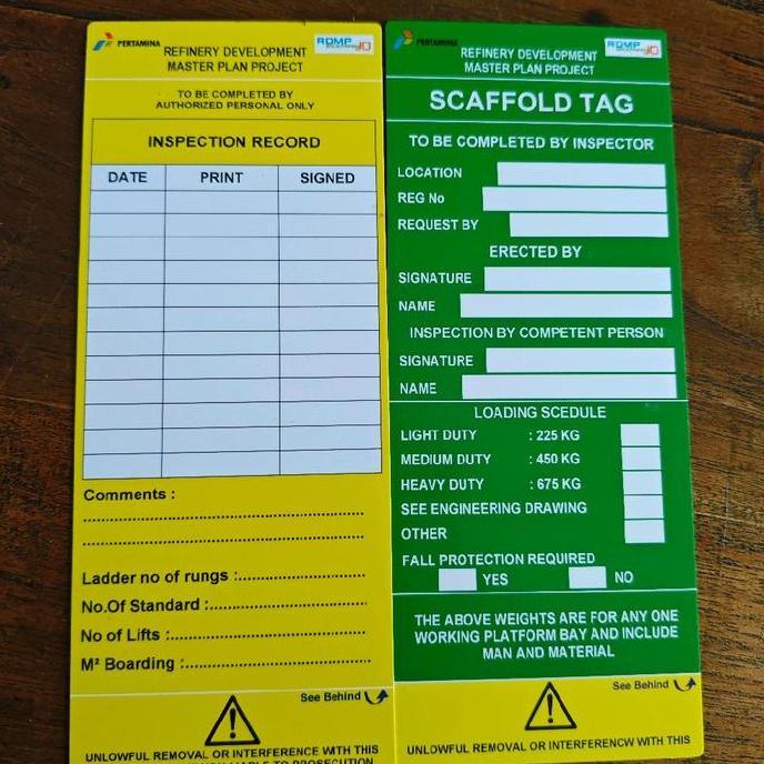 Jual NANA Custom Scaffold Inspection Tags PERTAMINA | Shopee Indonesia