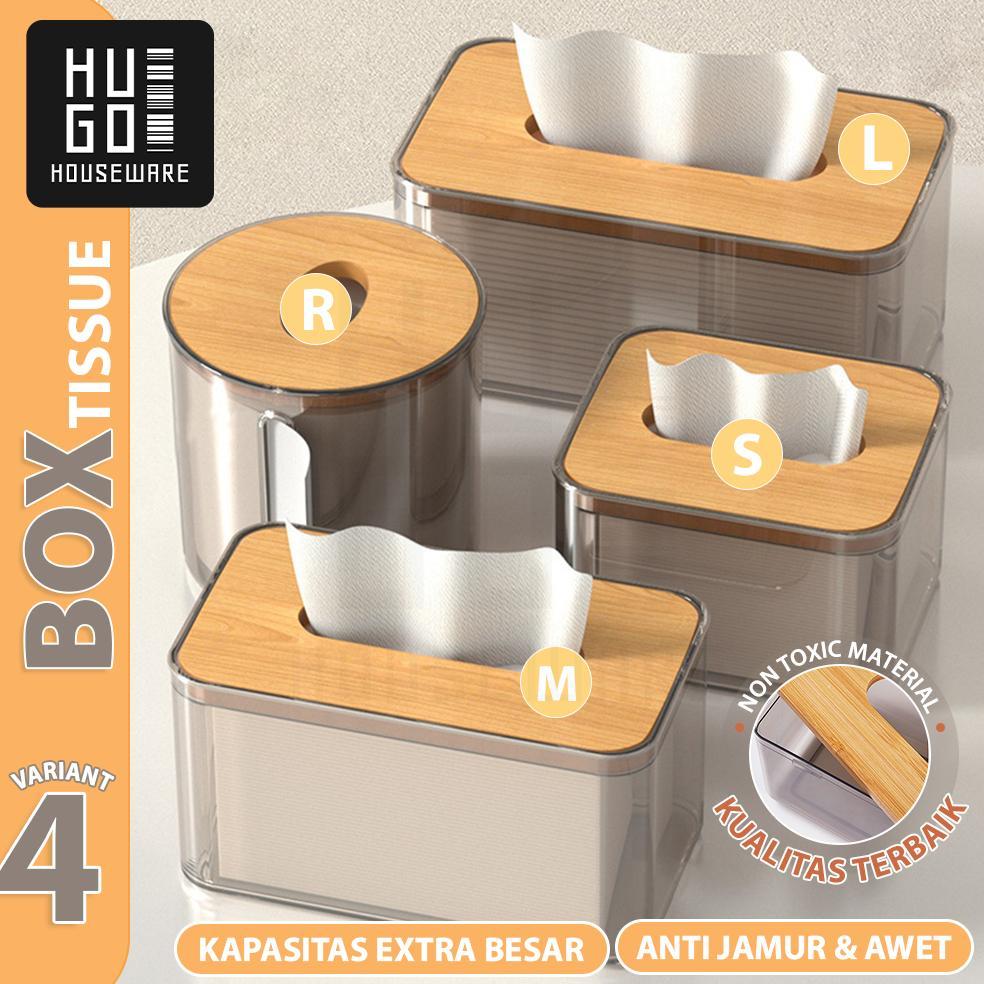 Jual HUGO Kotak Tisu Tempat Penyimpanan Tisu Transparan Tutup Kayu ...