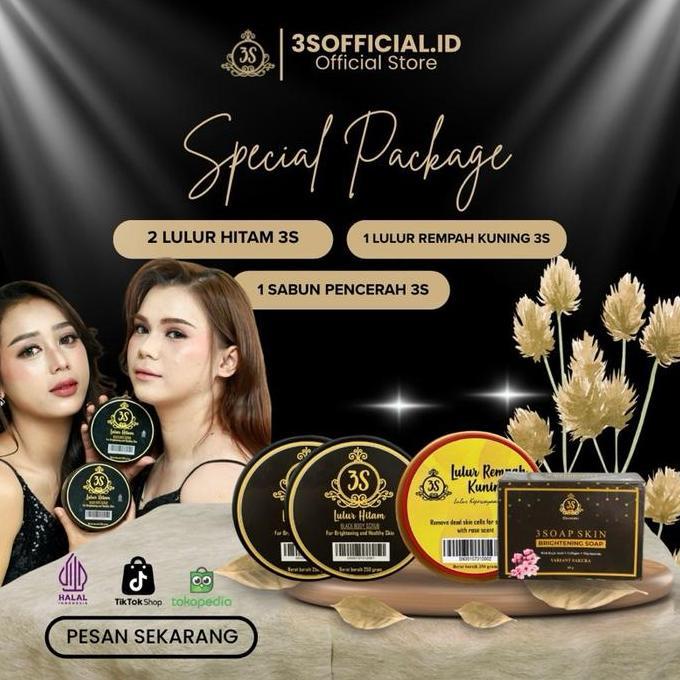 Jual NEW 2 LULUR HITAM 3S 250GR + 1 LULUR REMPAH KUNING 3S 250GR + 1 ...