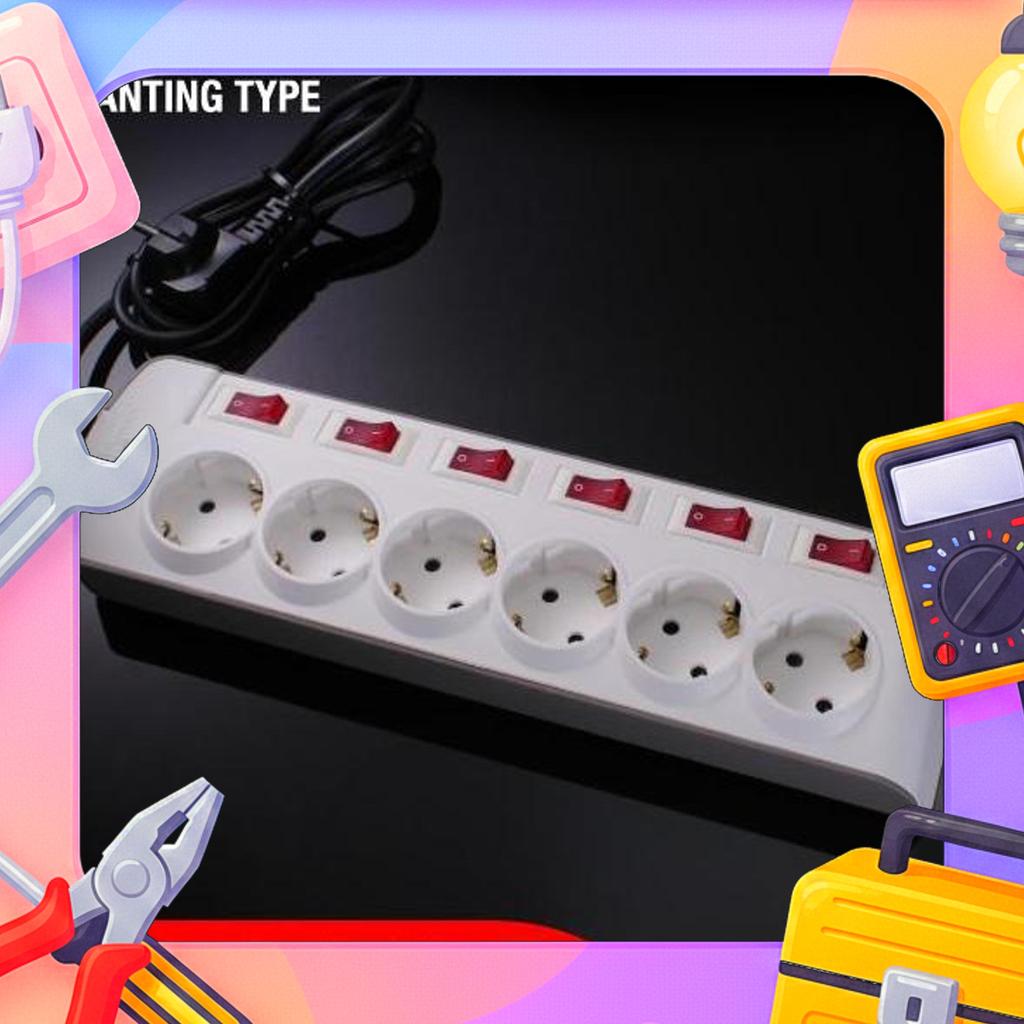 Jual Broco Multi Gang Socket Outlet Slanting Type 6 Lubang Switch ...