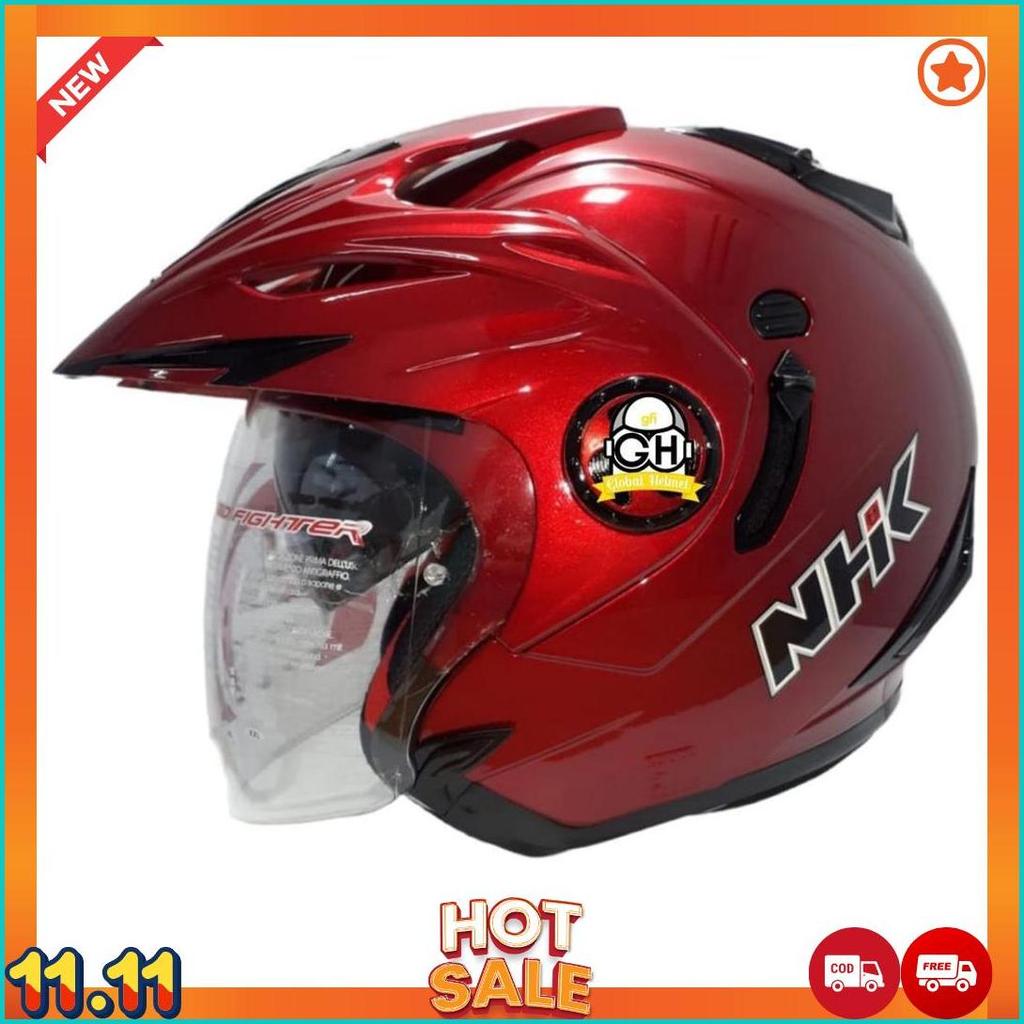 Jual Helm Nhk Halfface Nhk Aviator Solid Royal Red Helm Nhk Helm Motor ...