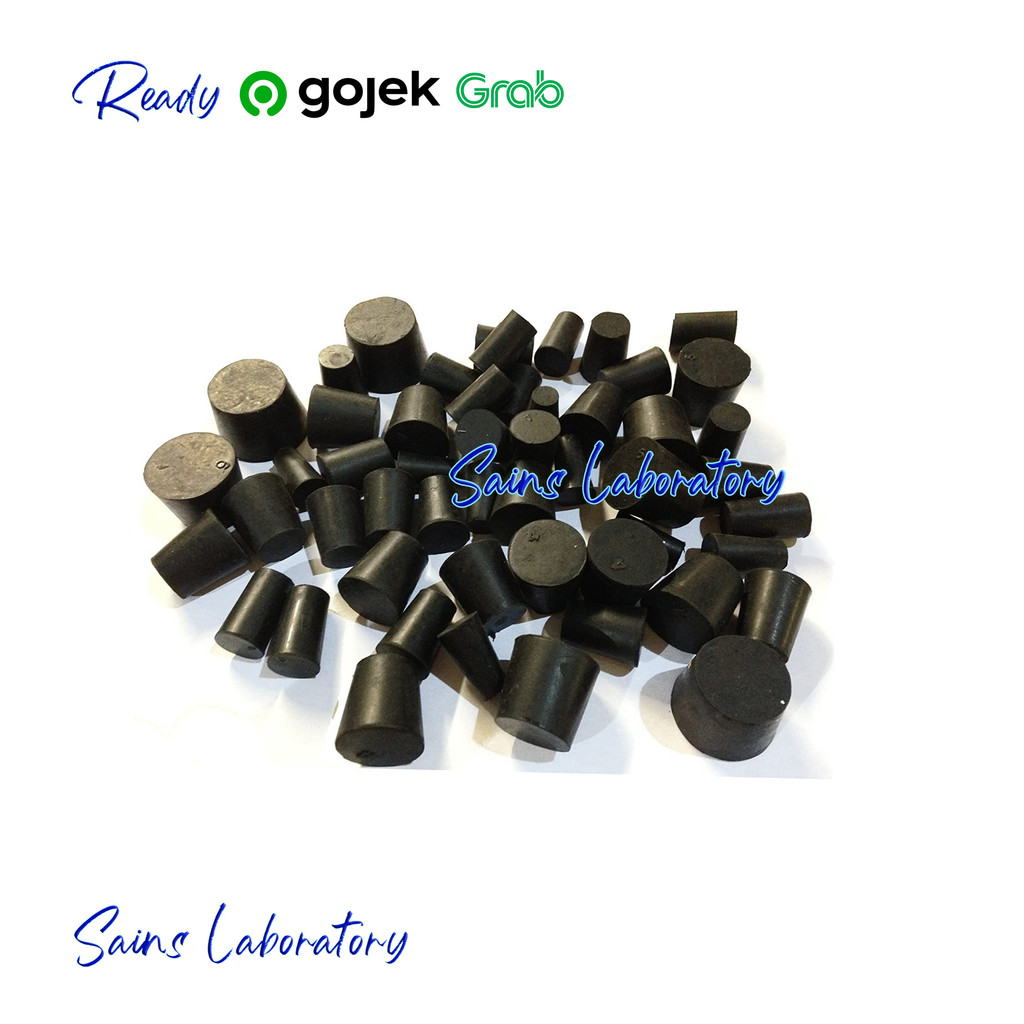 Jual Sumbat Karet Hitam No 1 Erlenmeyer 10 ml Tutup Karet Tanpa Lubang ...