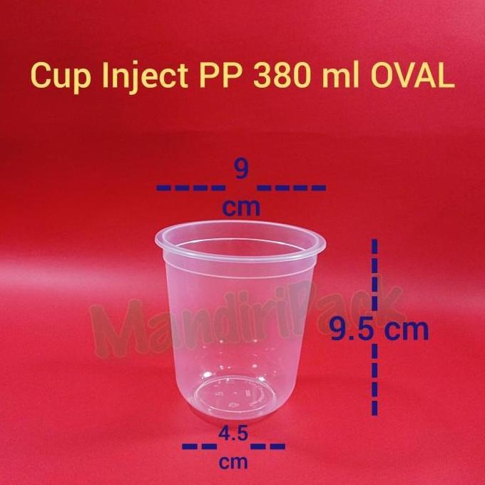 Jual New- Gelas PP Tebal Injection / Cup Injection OVAL 12 oz 380 ml ...