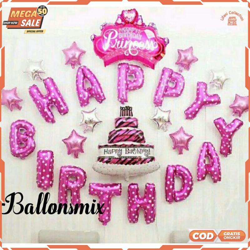 Jual Dekorasi Set Happy Birthday Crown Princes / Dekorasi Cake Hbd ...