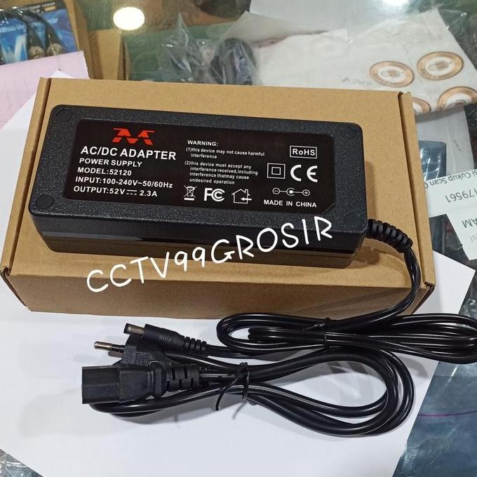 Jual NEW adaptor 52v 2.3A 51v 2a modem poe 105w charger cctv dvr nvr IP ...