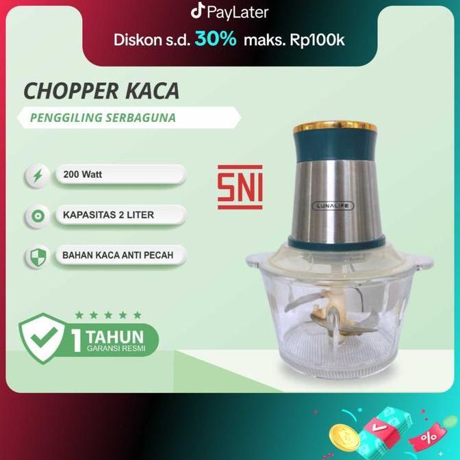 Jual LUNALIFE Food Chopper FP02B Chopper Kaca 2L Food Processor 300W ...
