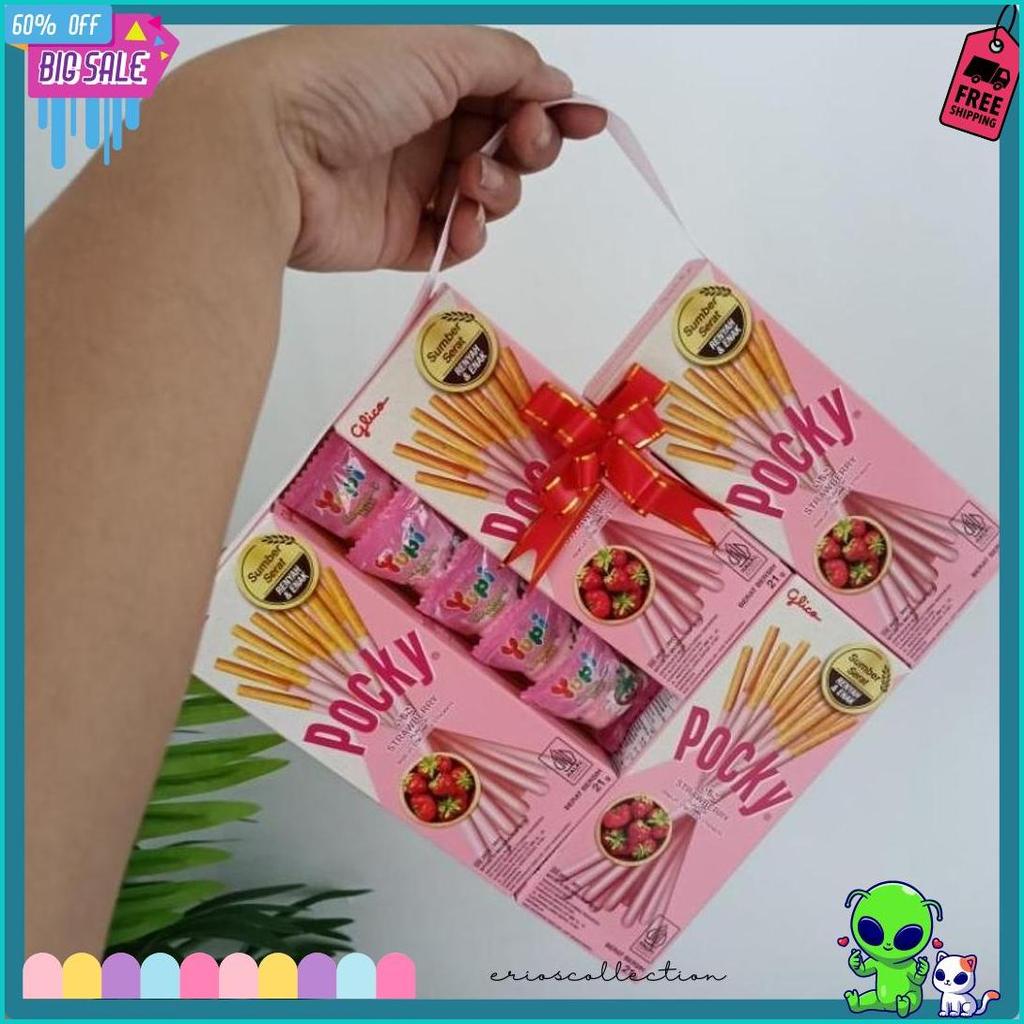 Jual Snack Pocky Bentuk Love Yupi Coklat Chocolate Strawberry Hadiah ...